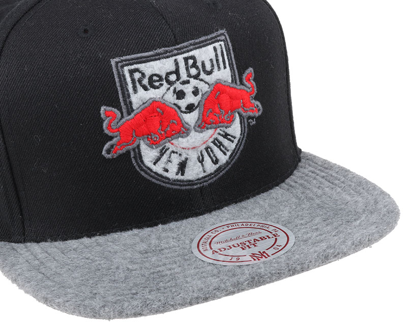 New York Red Bulls Black/Grey Fuzz 2 Tone Snapback - Mitchell & Ness ...