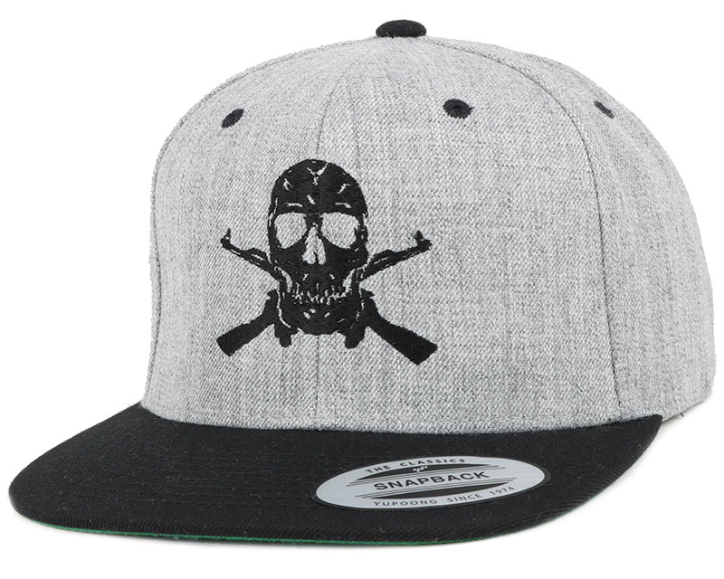 AK-Skull Black/Grey Snapback - GUNS n SKULLS caps - Hatstoreworld.com