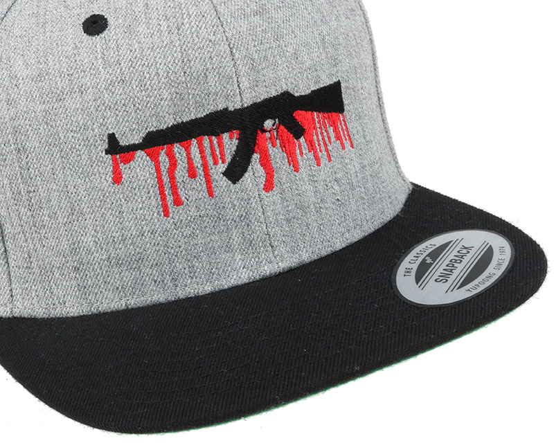 Bloody AK47 Grey/Black Snapback - GUNS n SKULLS caps - Hatstoreworld.com