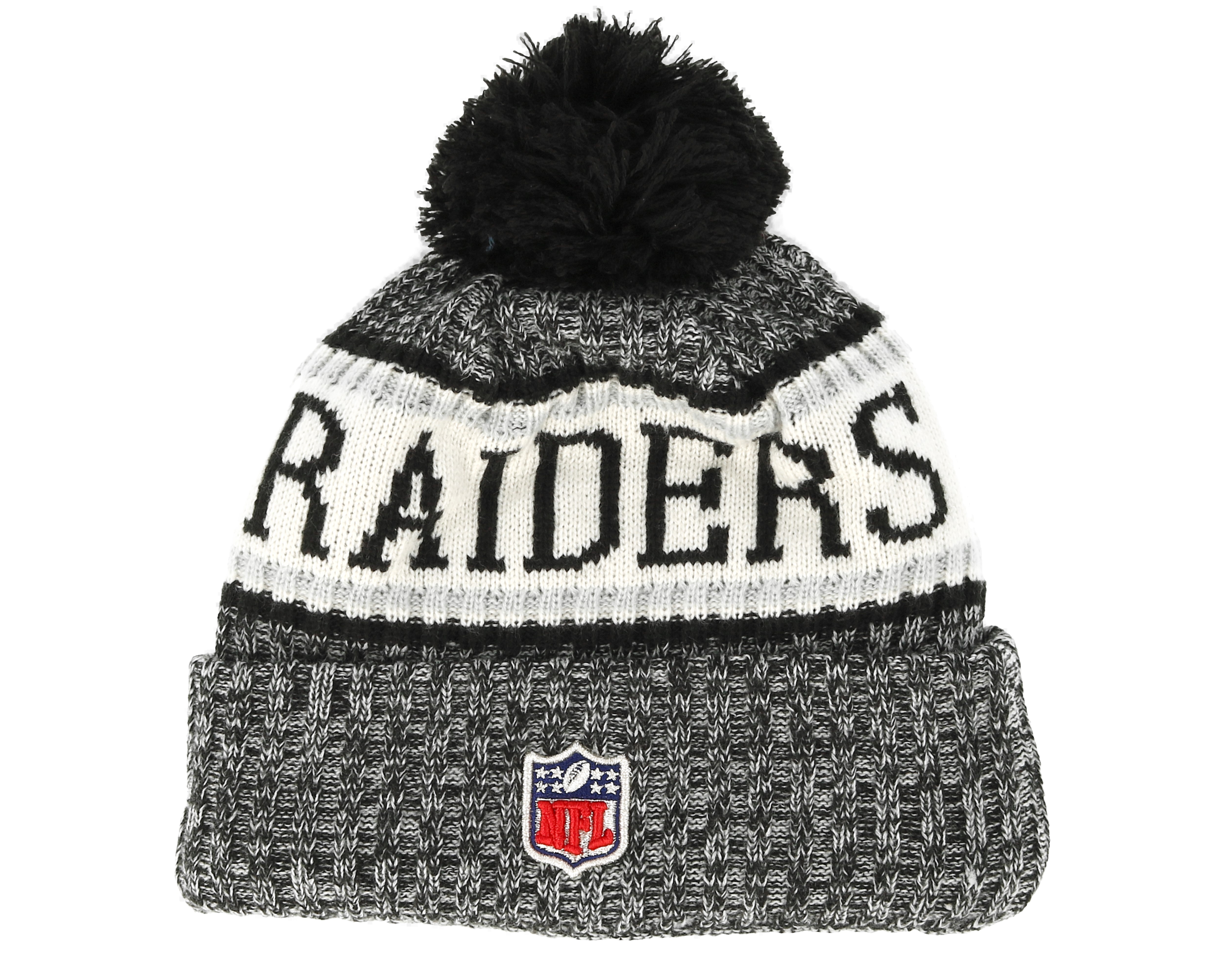 Oakland Raiders Sport Knit Black Pom - New Era beanies - Hatstoreworld.com