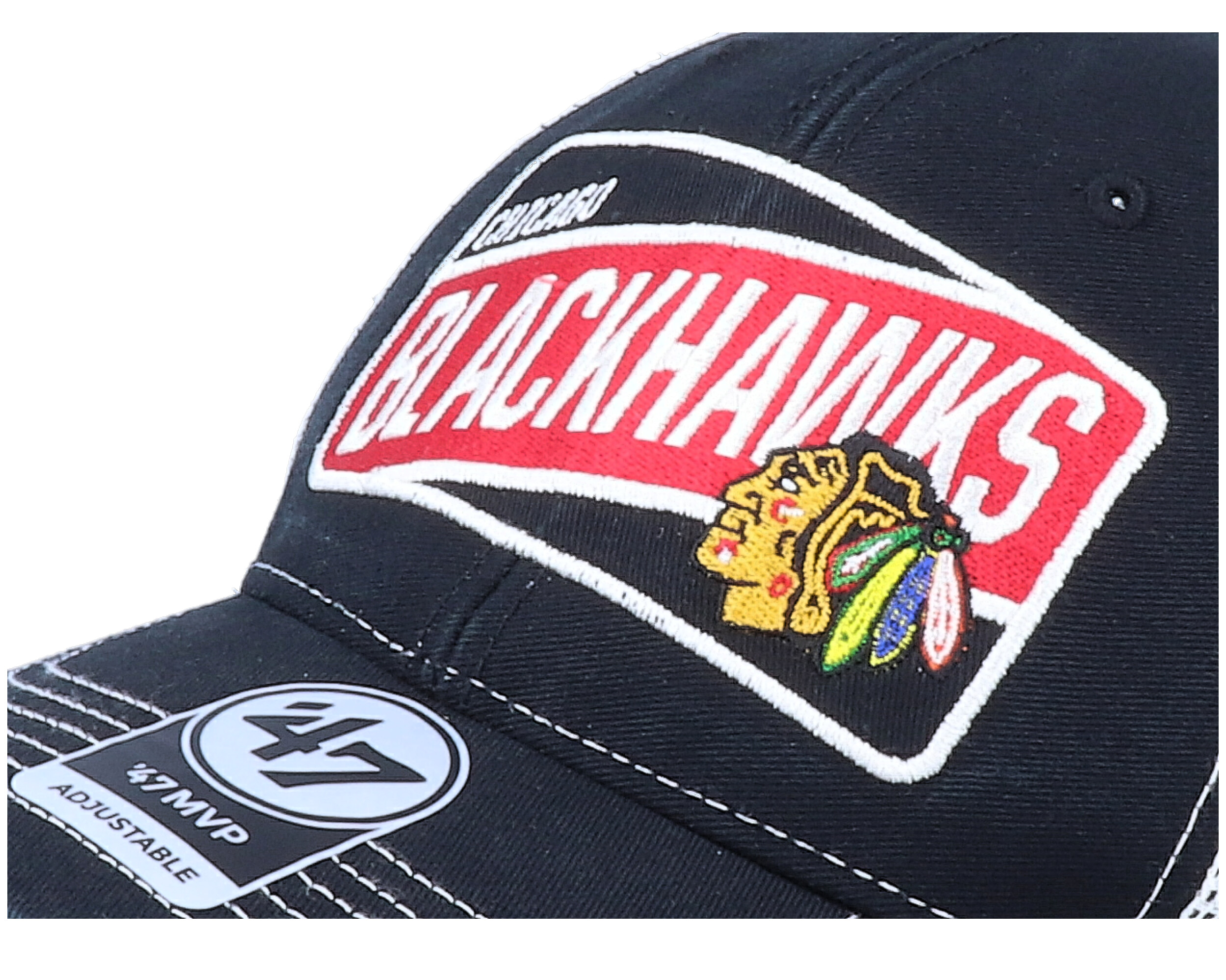 Chicago Blackhawks Mvp Slash Patch Black/White Trucker - 47 Brand caps ...