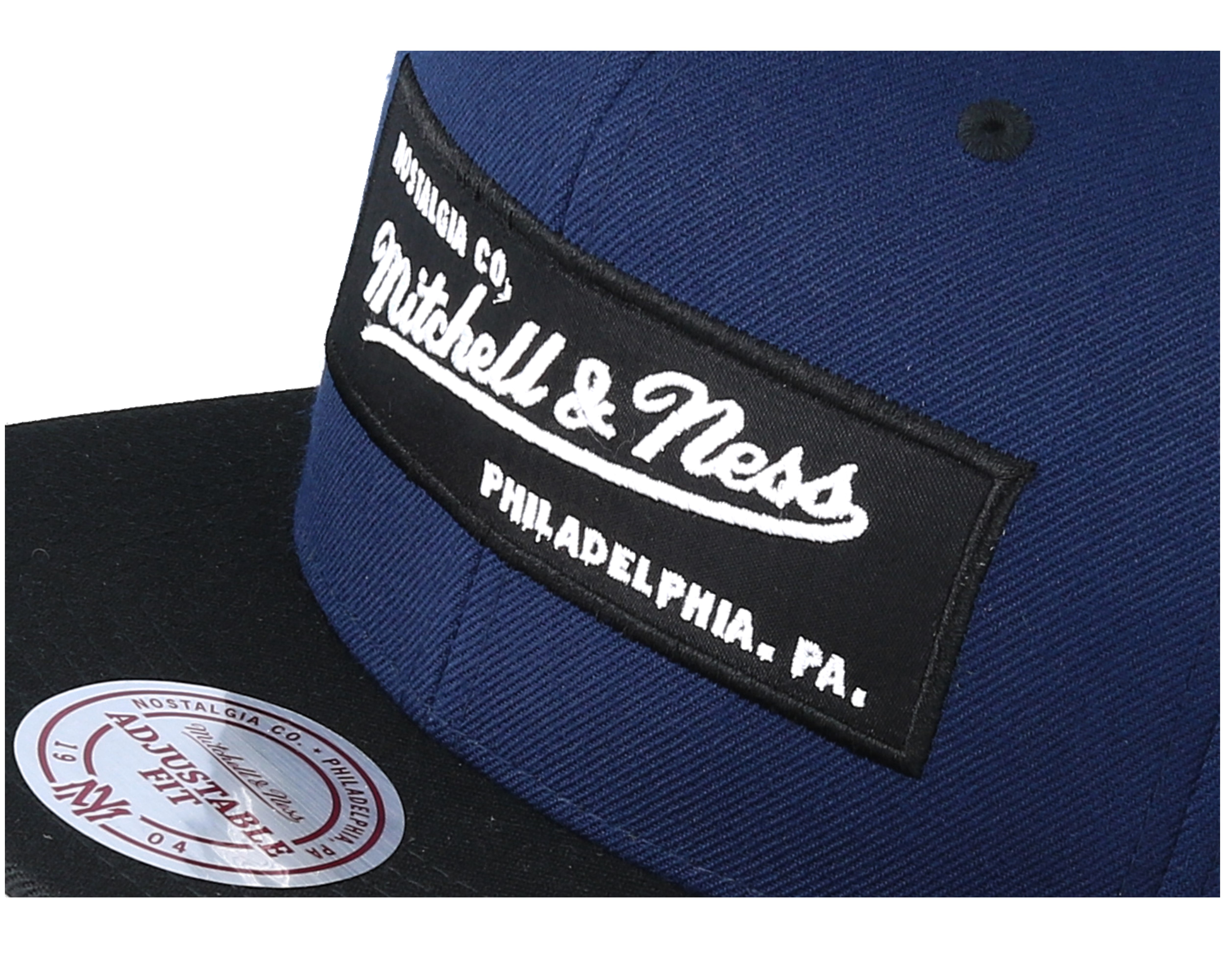 2 Tone Label Navy/Black Snapback - Mitchell & Ness caps - Hatstoreworld.com