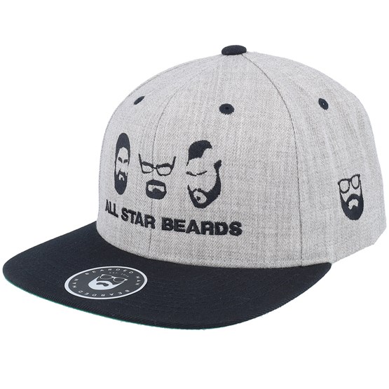All Star Beards Grey/Black Snapback - Bearded Man caps - Hatstoreworld.com