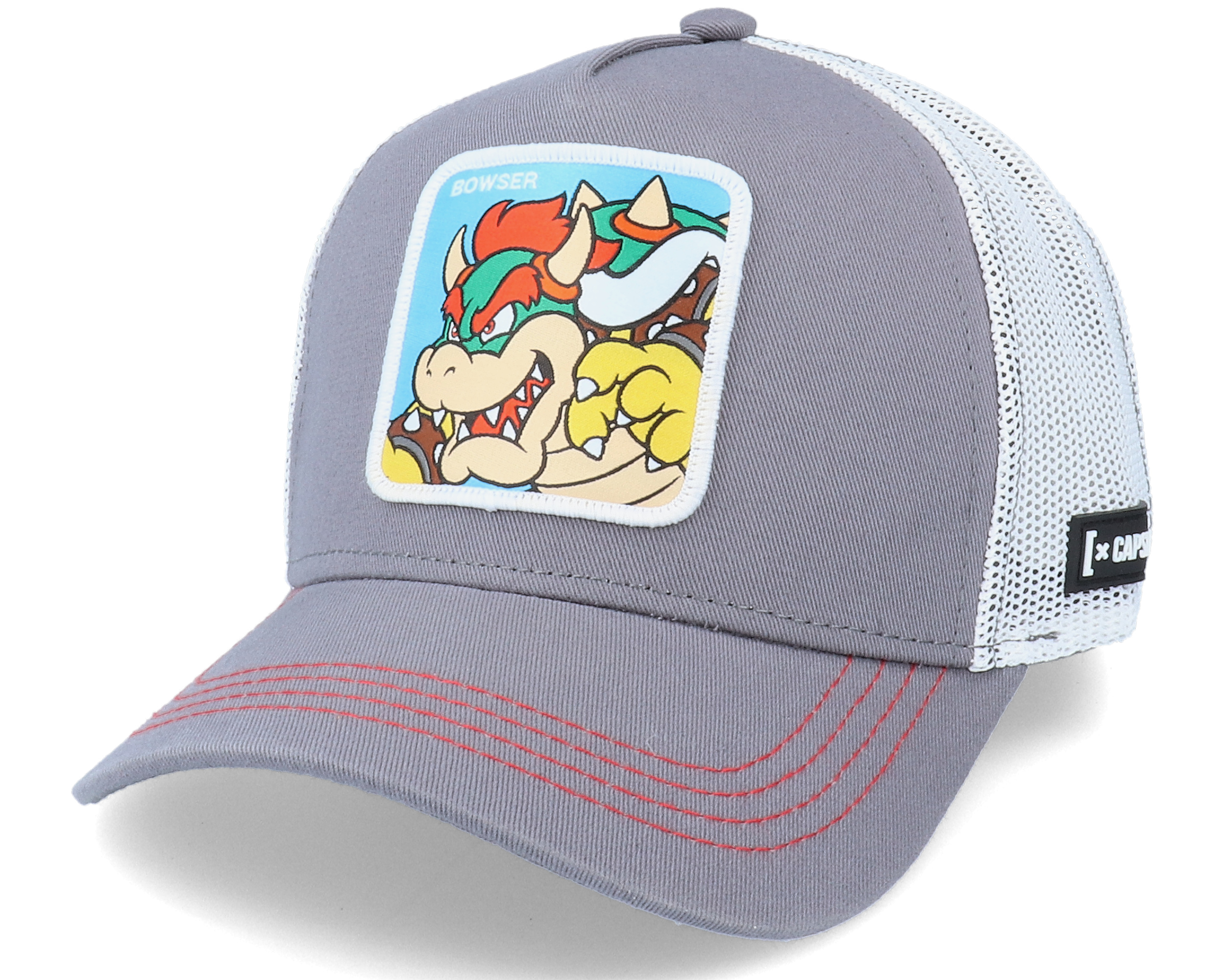 Nintendo Super Mario Bros Bowser Grey/White Trucker - Capslab caps ...