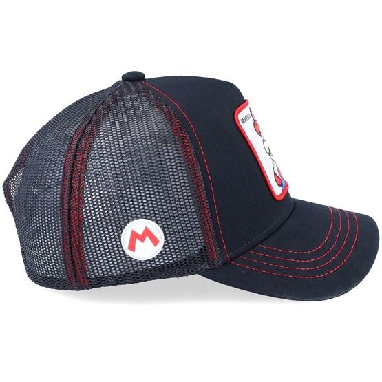 Super Mario Bros Mario 2 Black Trucker - Capslab caps - Hatstoreworld.com