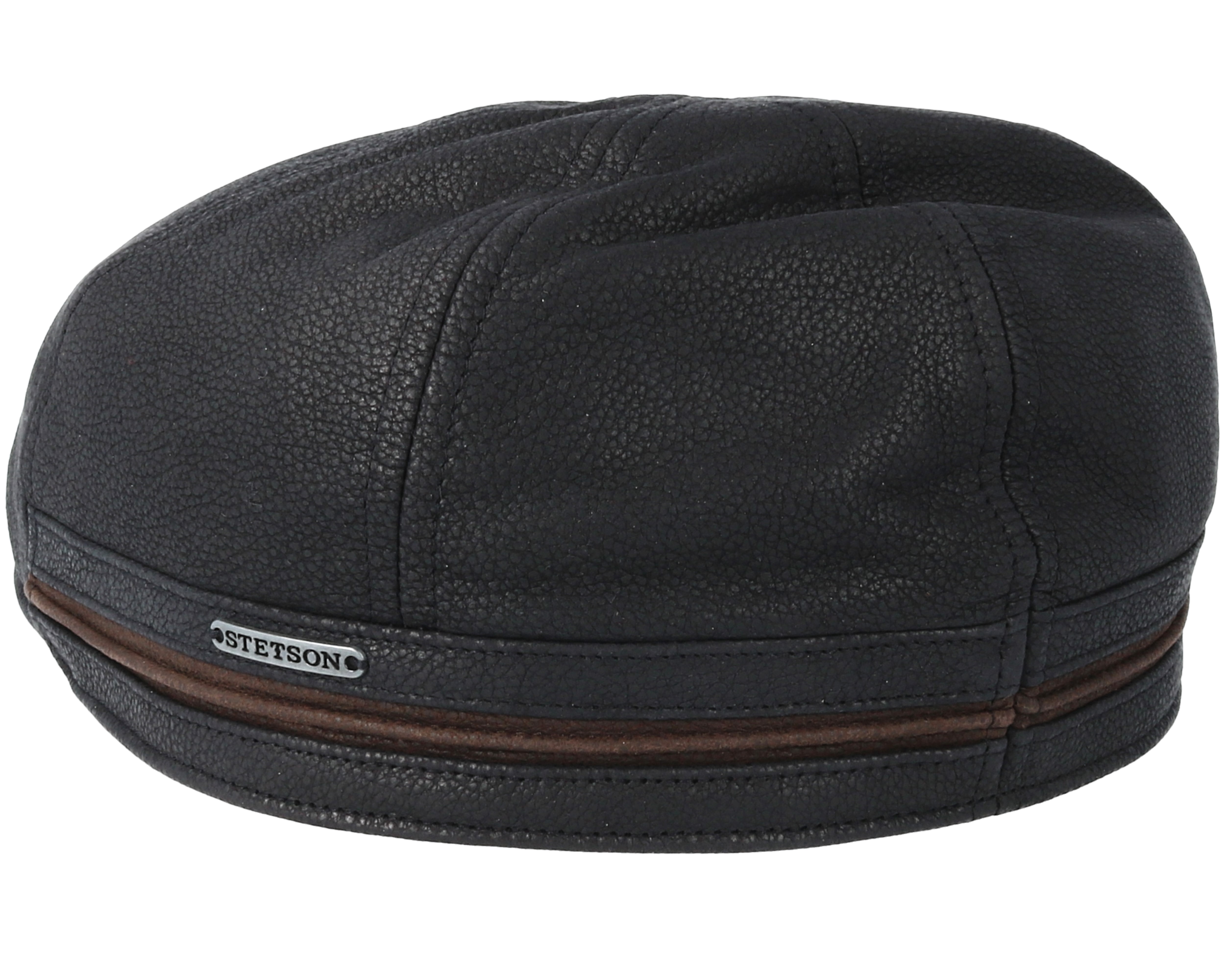 Duck Cap Cowhide Black Flat Cap - Stetson caps - Hatstoreworld.com