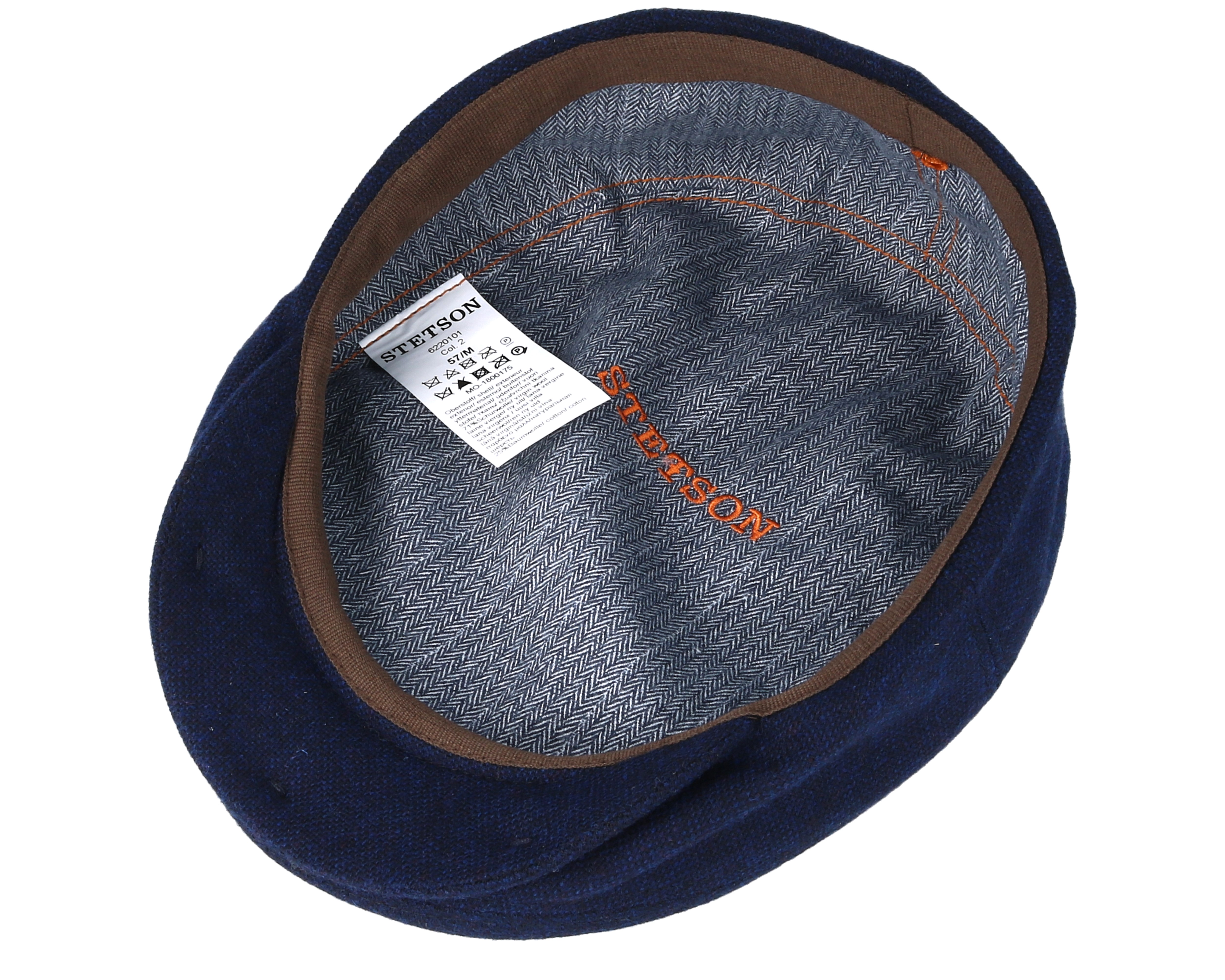 Driver Cap Virgin Wool/Cashmere Navy Flat Cap - Stetson caps ...