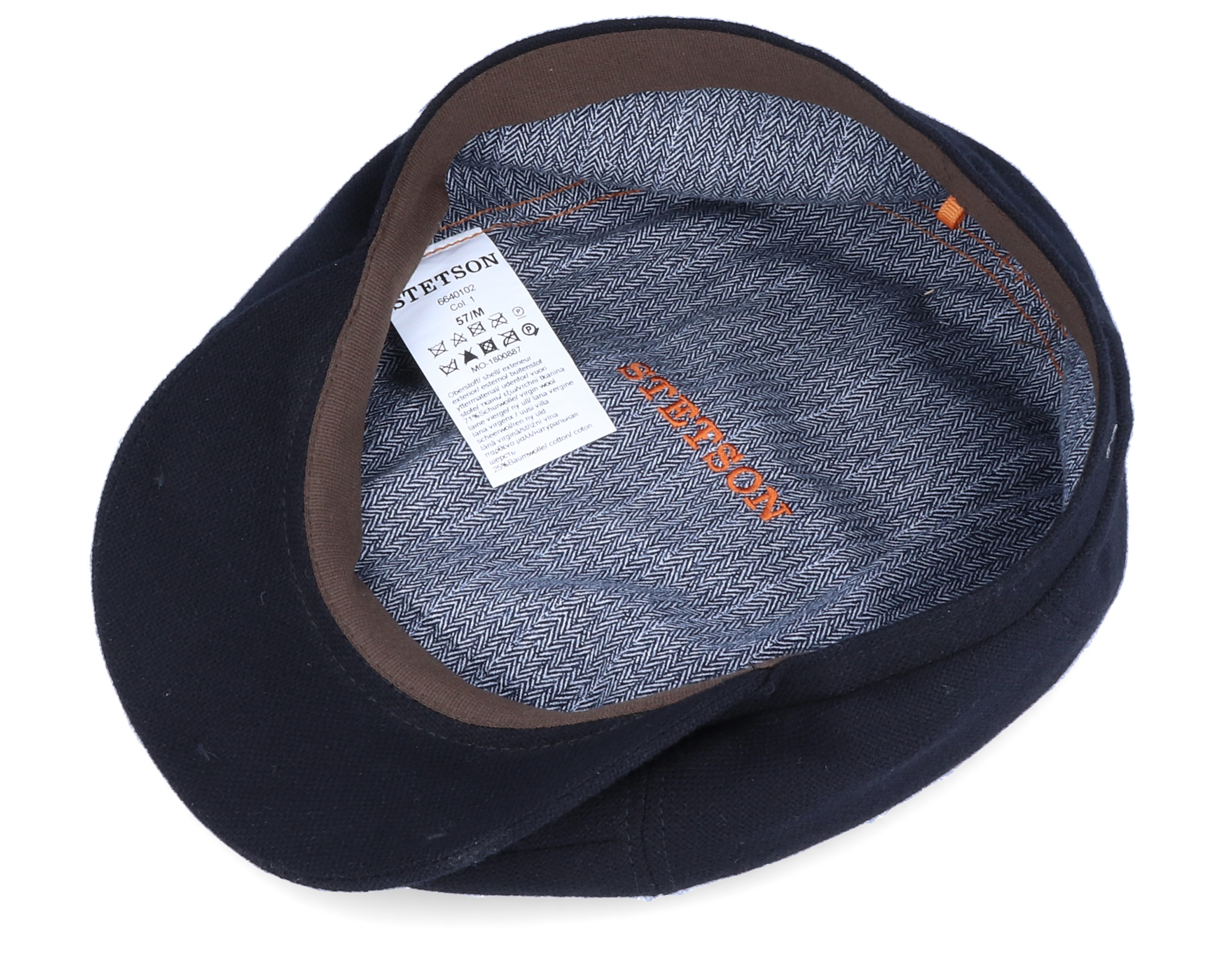 6-Panel Cap Virgin Wool/Cashmere Black Flat Cap - Stetson caps ...