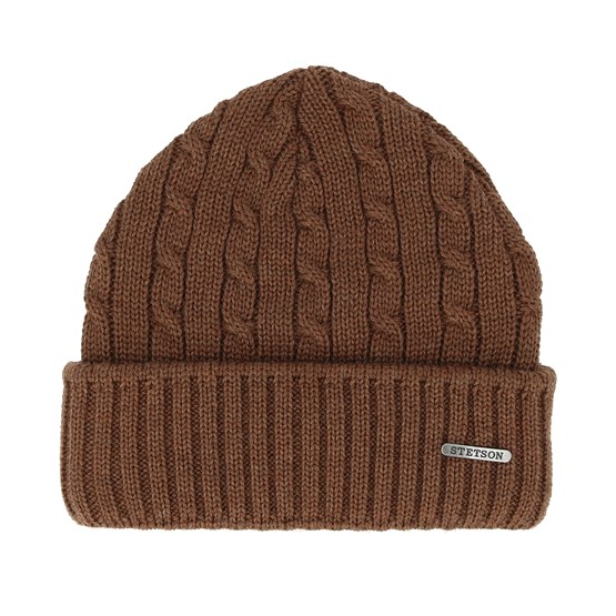 Wool Dark Brown Beanie - Stetson beanies - Hatstoreworld.com