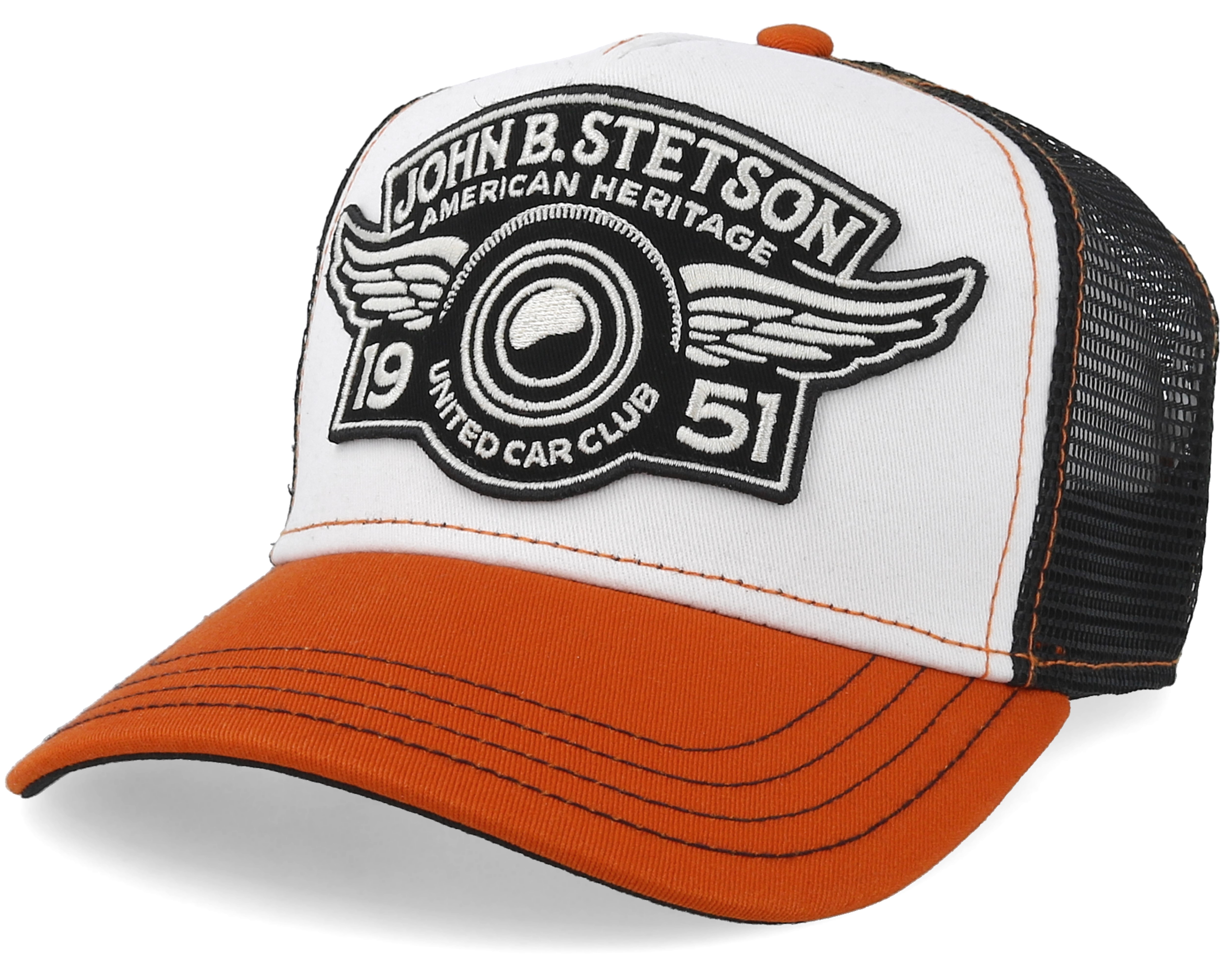 Car Club White/Orange Trucker - Stetson caps - Hatstoreworld.com