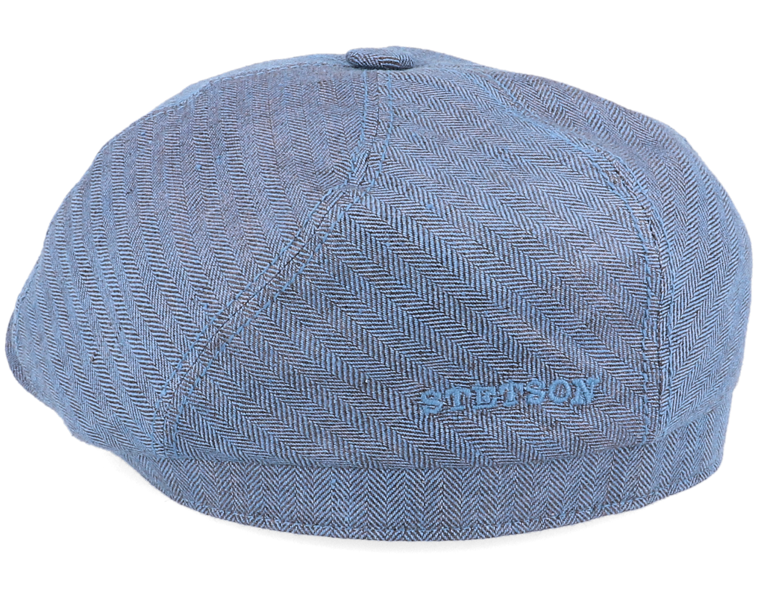 6-Panel Cap Fischgrat Navy Linen Flat Cap - Stetson caps ...