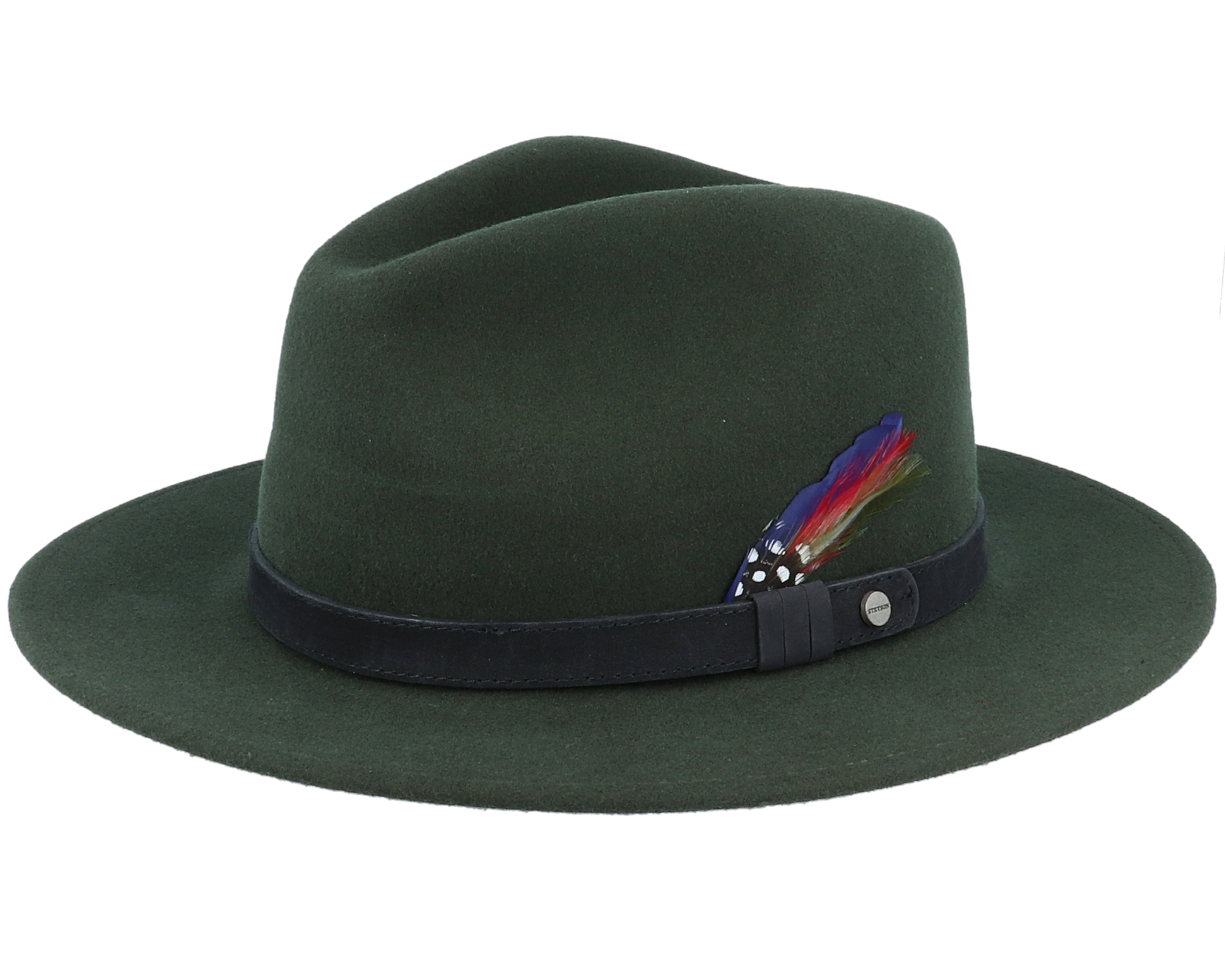 Traveller Woolfelt Mix Moss Green Fedora - Stetson hats - Hatstoreworld.com