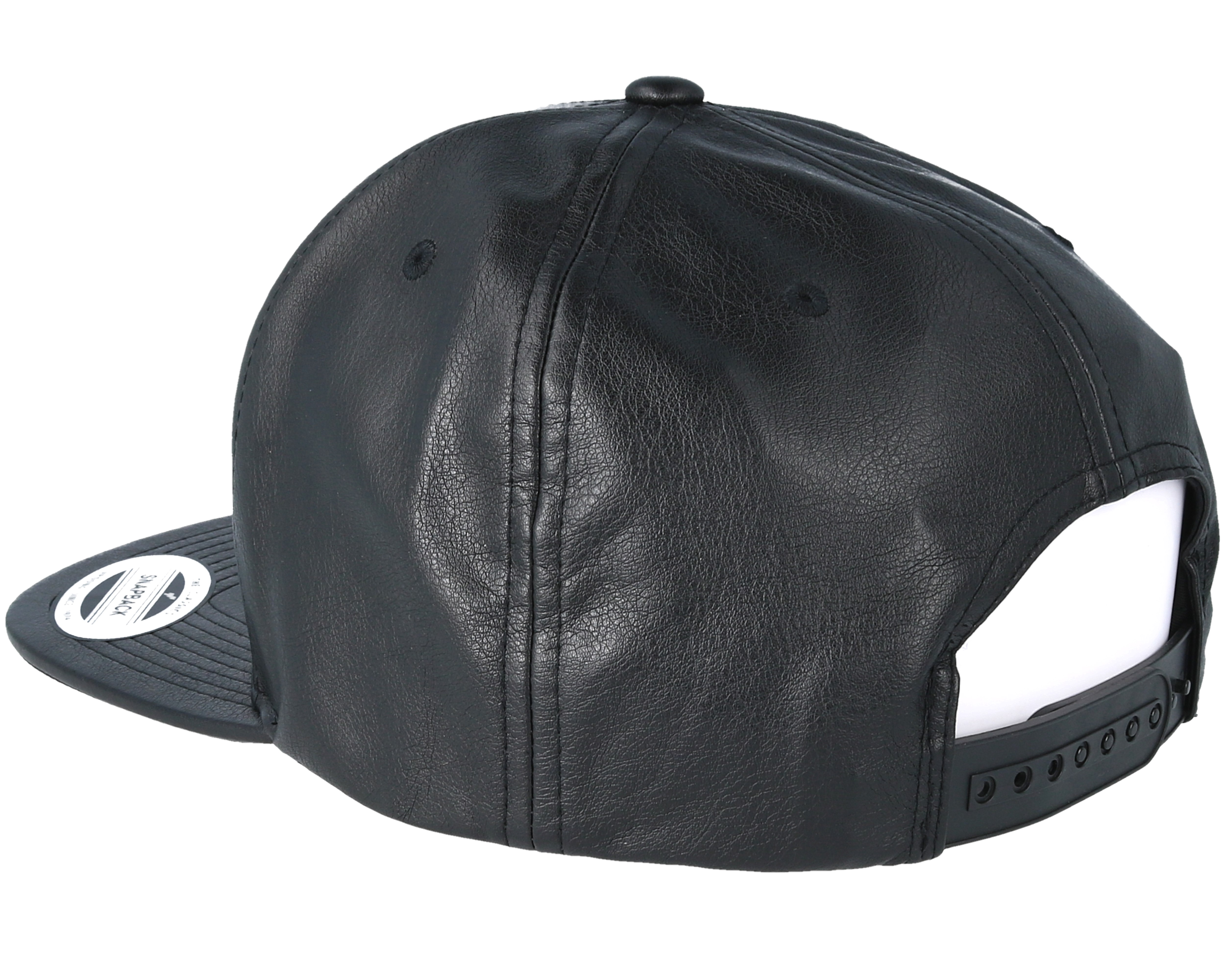 Leather Imitation Black/Black Snapback - Yupoong caps - Hatstoreworld.com