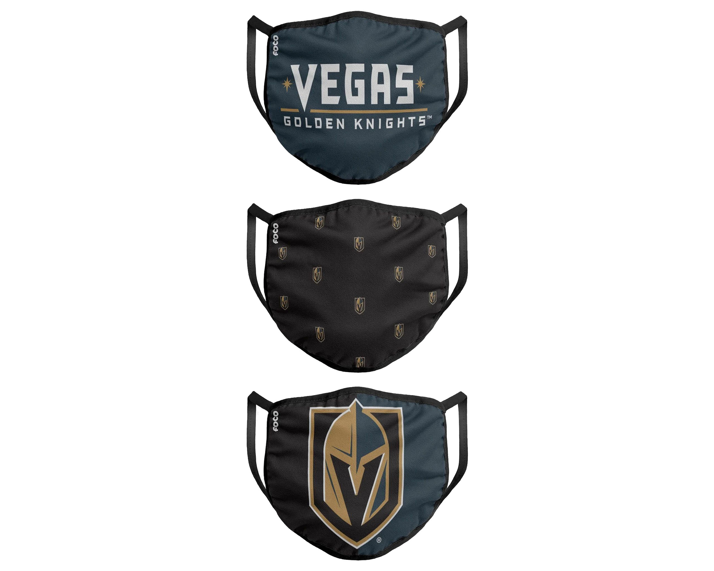 Vegas Golden Knights 3-Pack NHL Black/Grey/Gold Face Mask - Foco ...