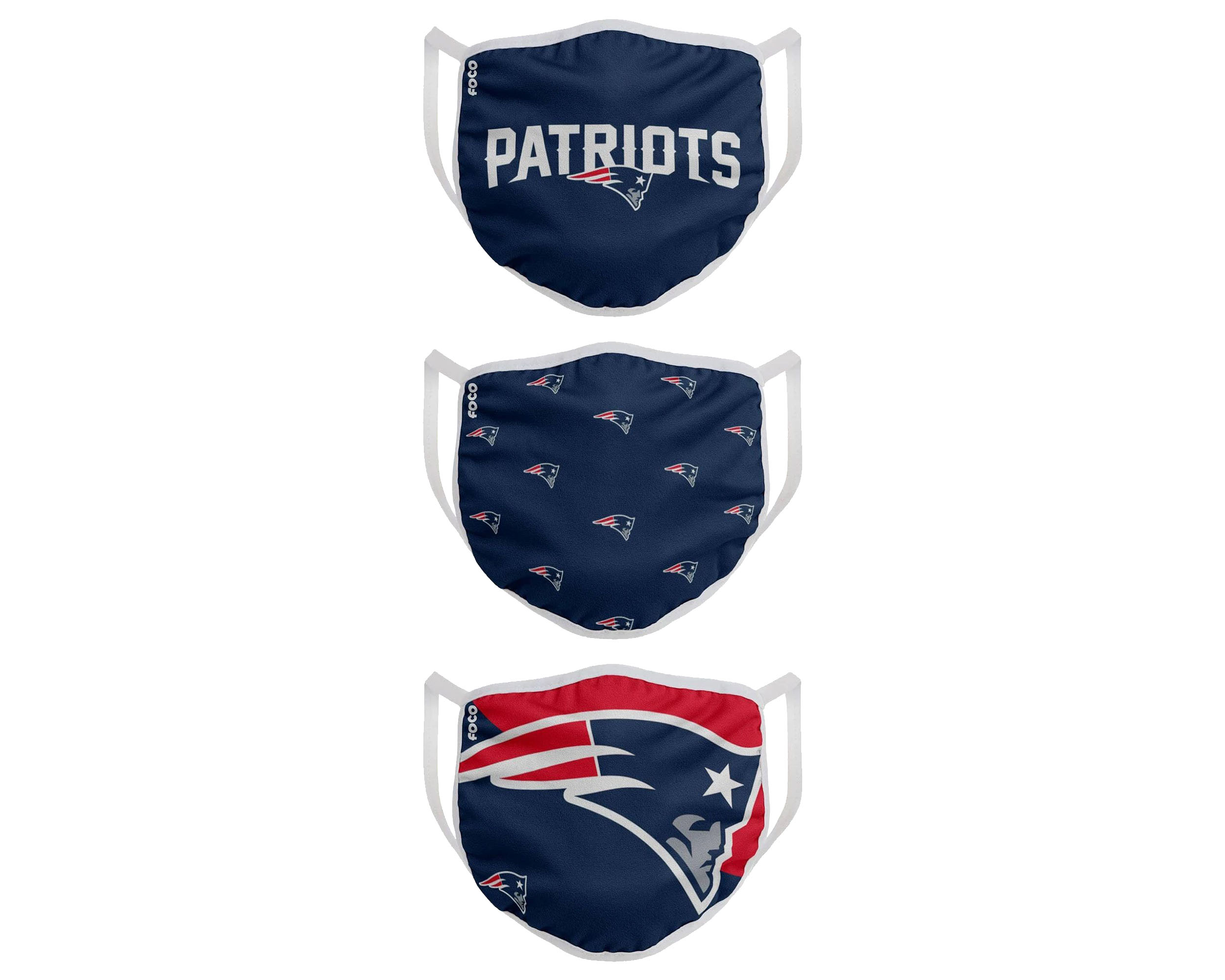 New England Patriots 3-Pack NFL Navy Face Mask - Foco facemask ...