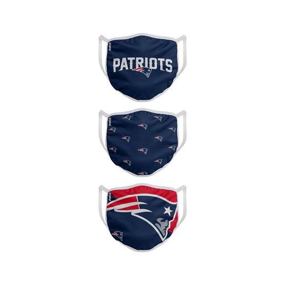 New England Patriots 3-Pack NFL Navy Face Mask - Foco facemask ...
