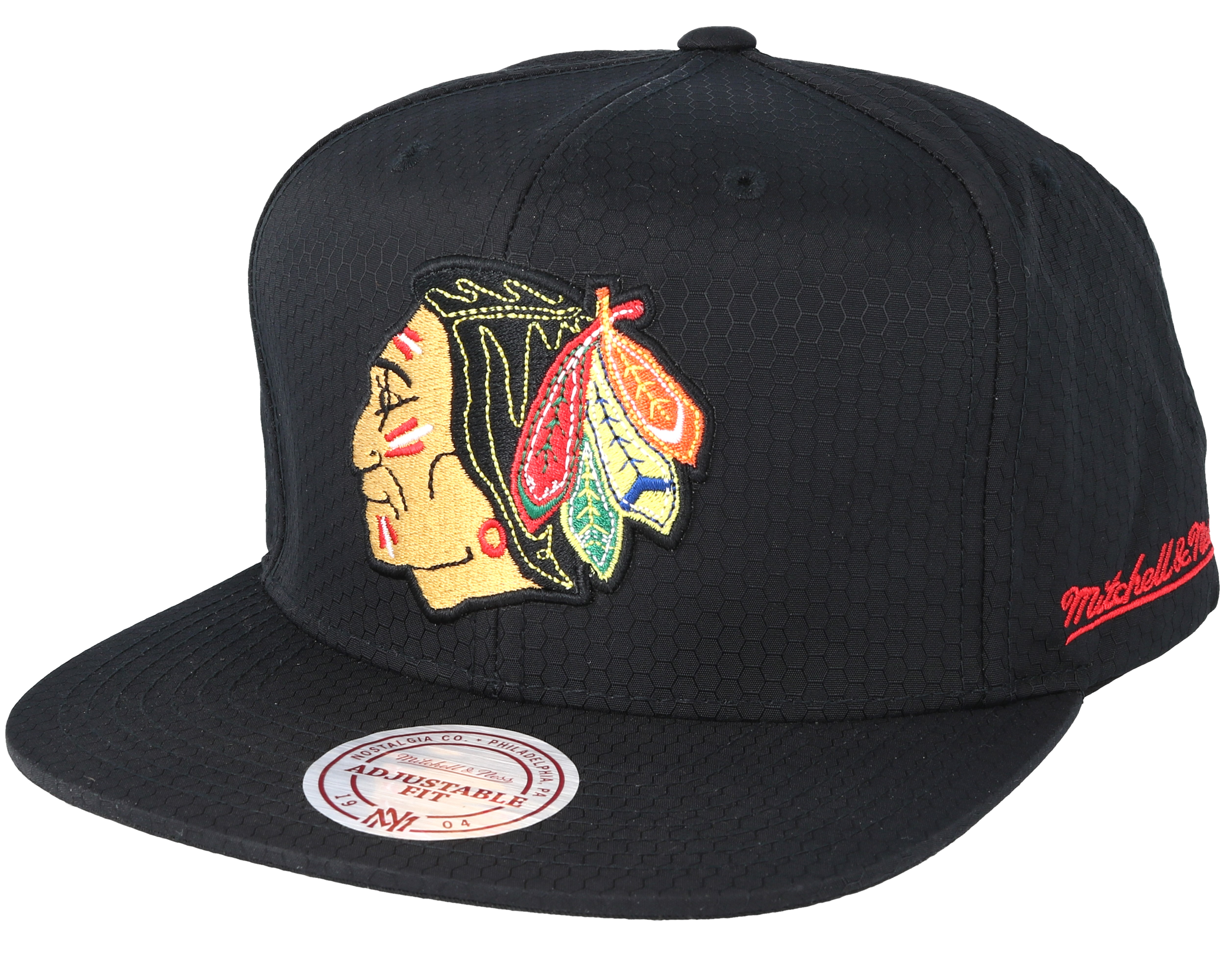 Chicago Blackhawks Riptop Honeycomb Black Snapback - Mitchell & Ness ...