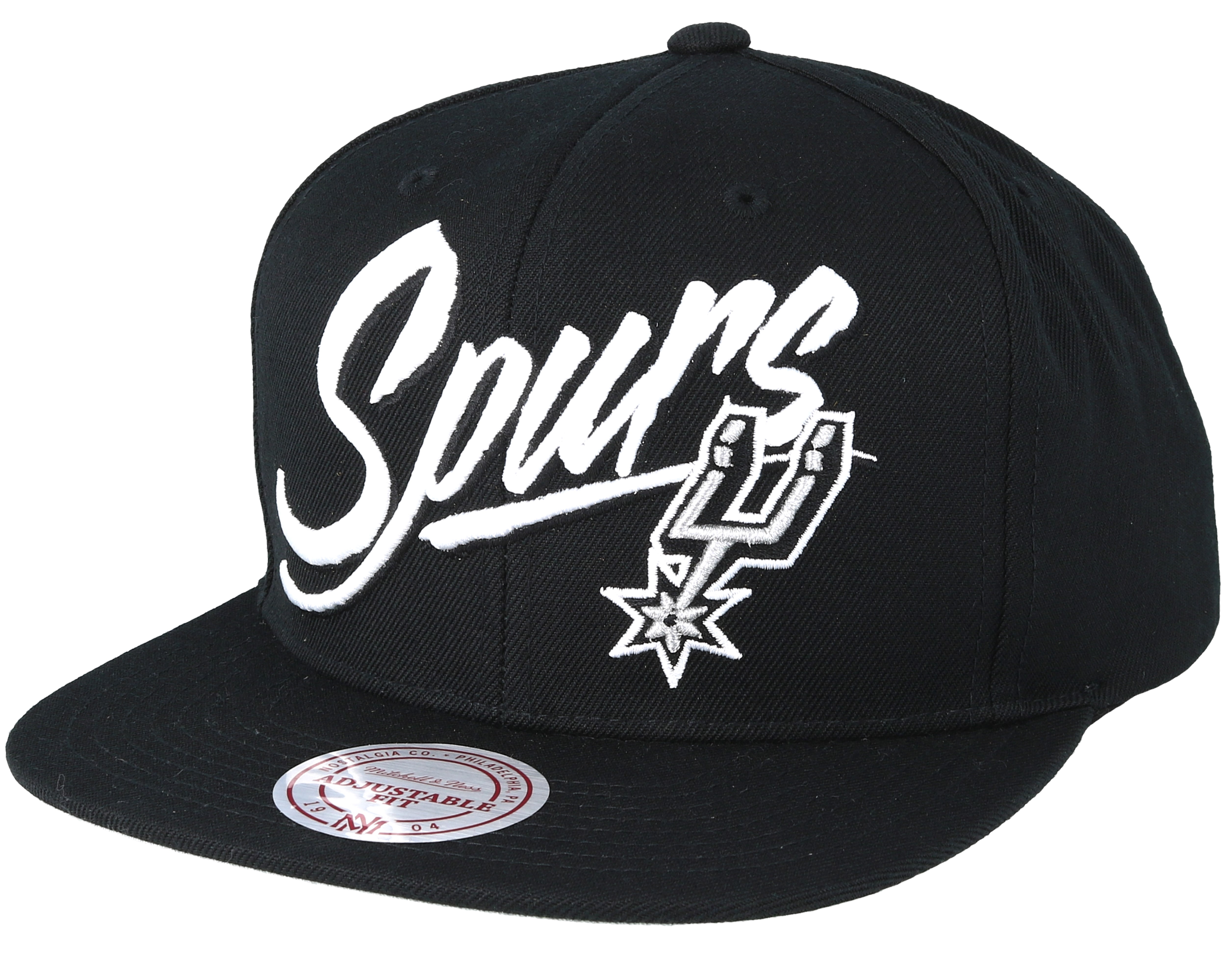 San Antonio Spurs Vice Script Solid Black Snapback - Mitchell & Ness ...
