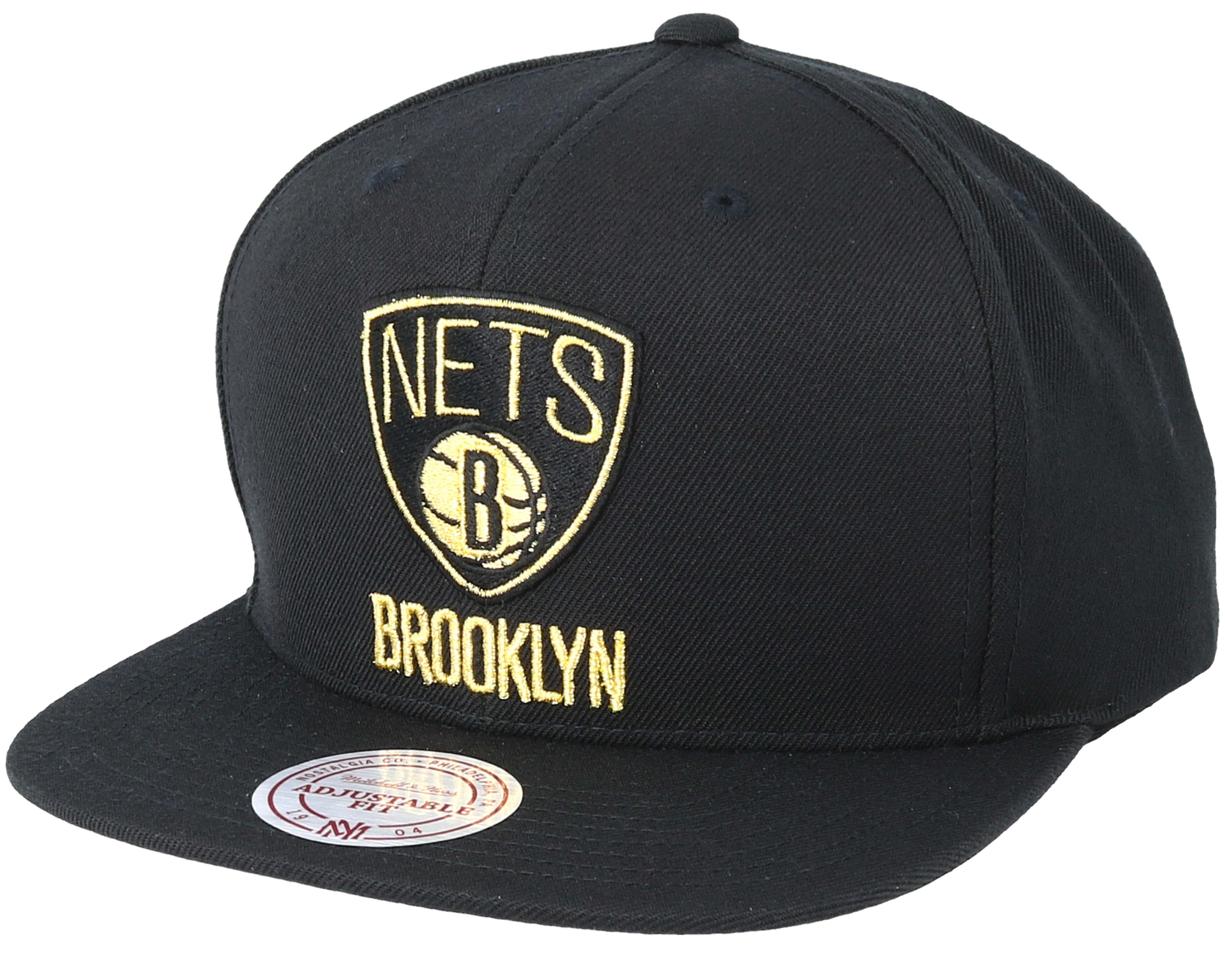 Brooklyn Nets Black & Gold Metallic Black Snapback - Mitchell & Ness ...