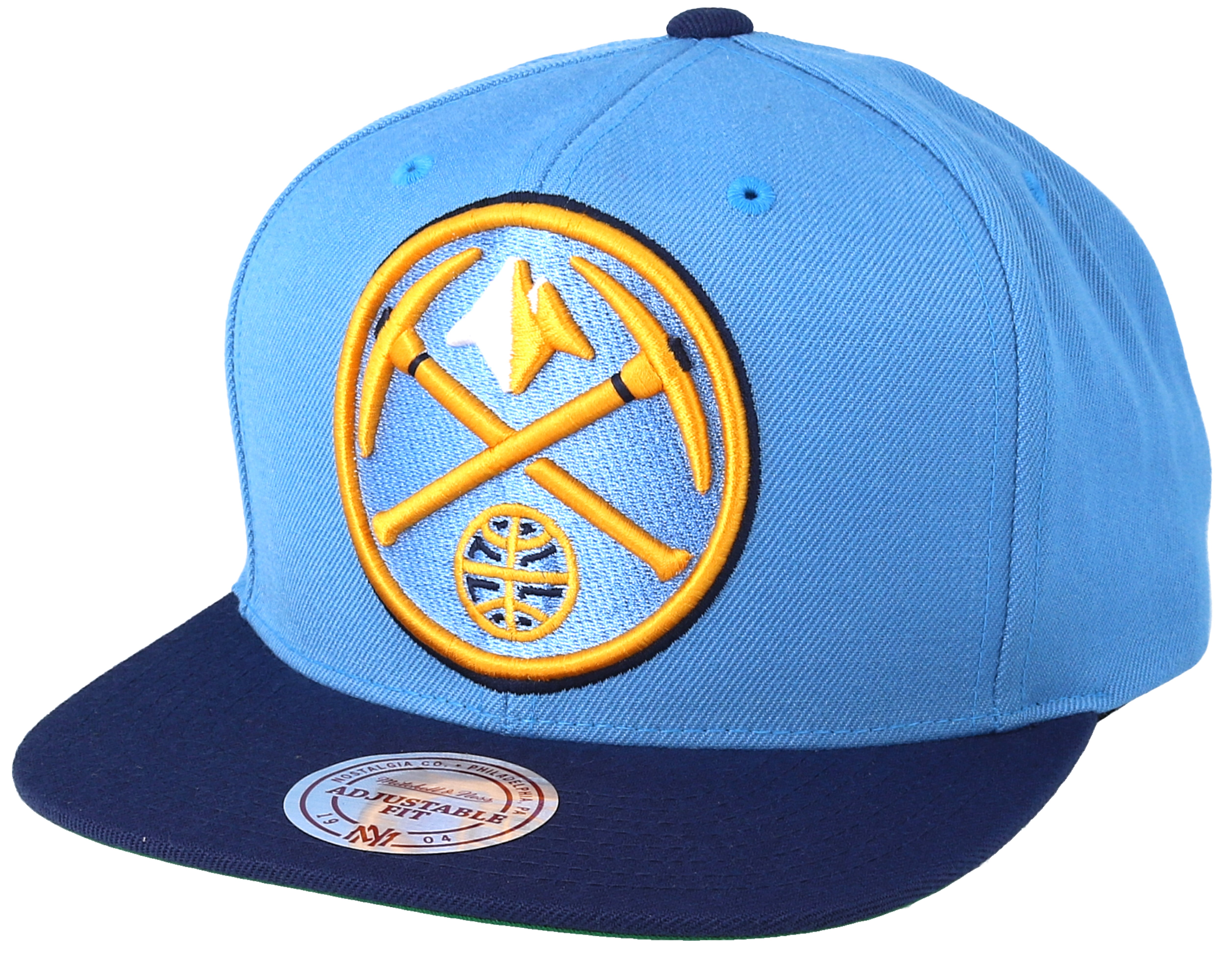 Denver Nuggets XL Logo 2 Tone Dark Navy/Blue Snapback - Mitchell & Ness ...