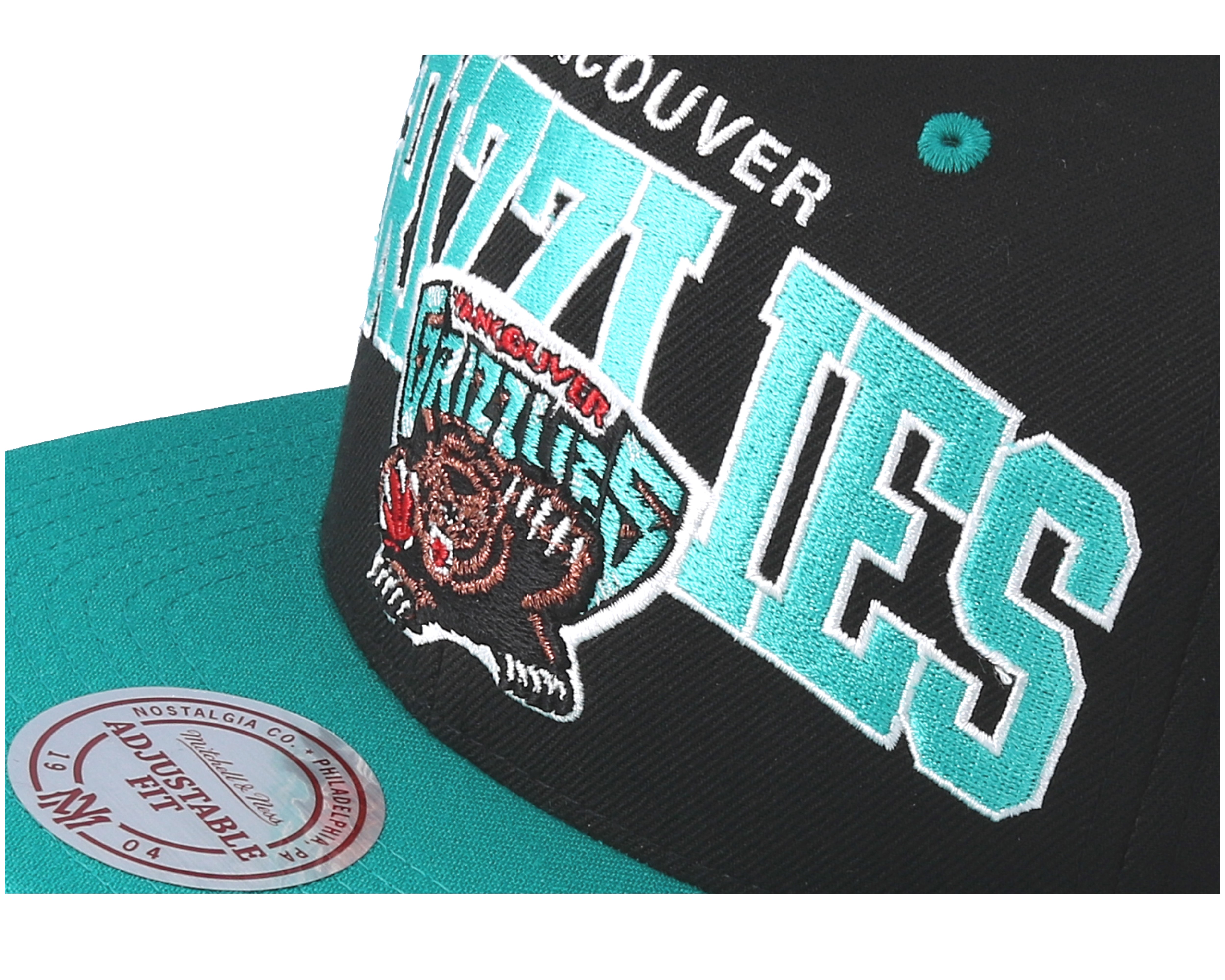 Vancouver Grizzlies Team Arch Black/Teal Snapback - Mitchell & Ness ...