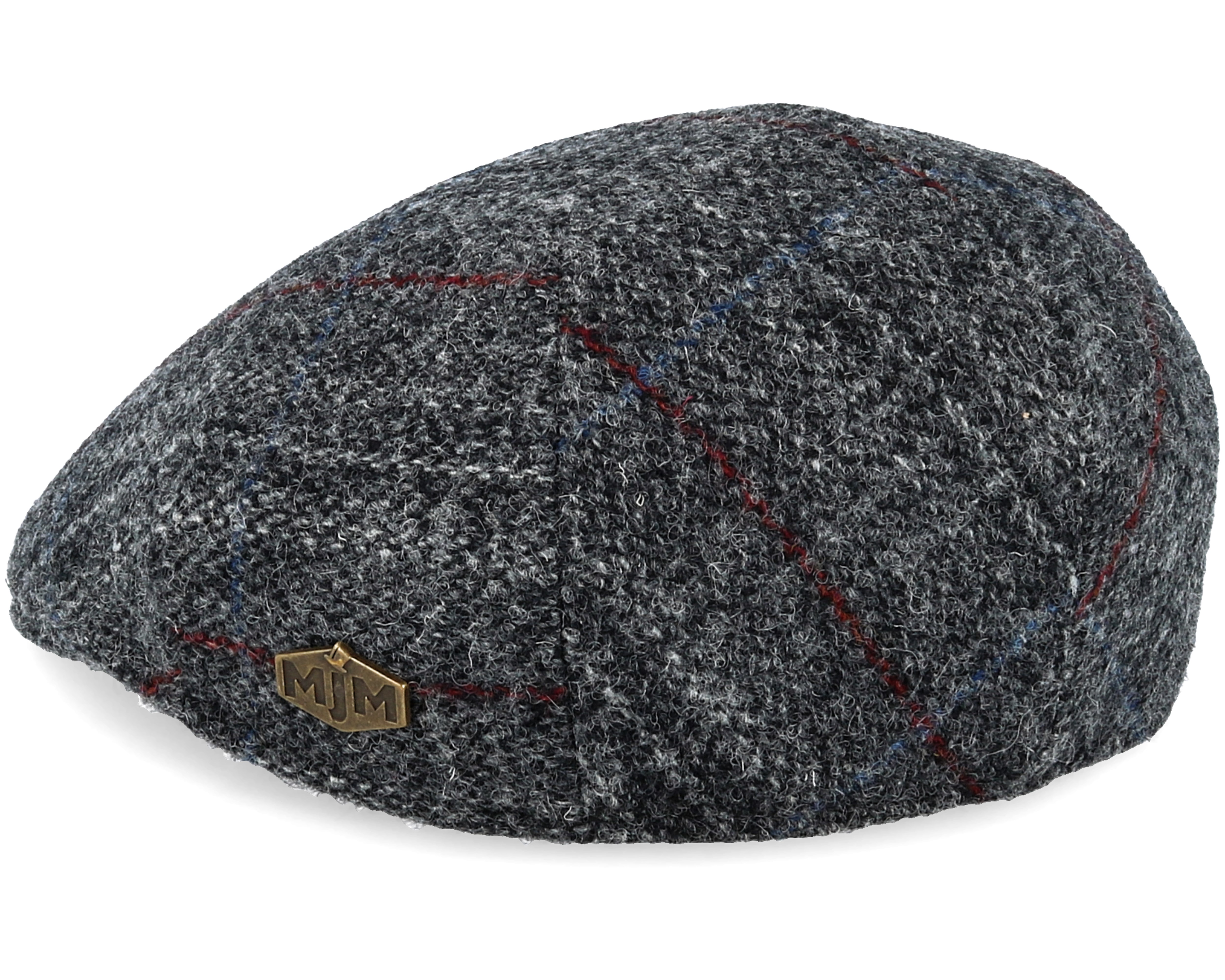 Country Harris Tweed Grey Check Flat Cap - MJM Hats caps ...