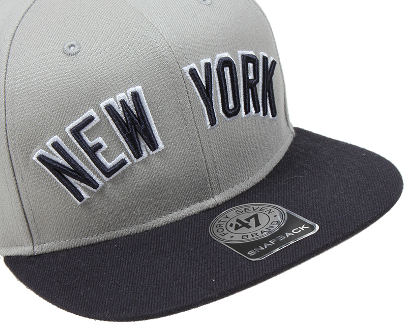 NY Yankees Script Side Grey Snapback - 47 Brand caps - Hatstoreworld.com