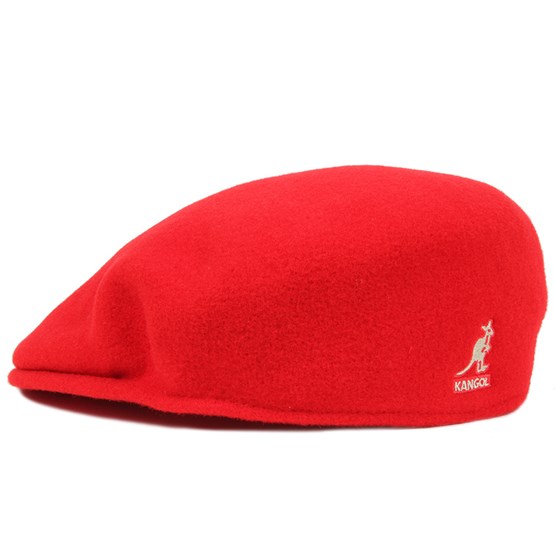 Wool 504 Red Flat Cap - Kangol caps - Hatstoreworld.com