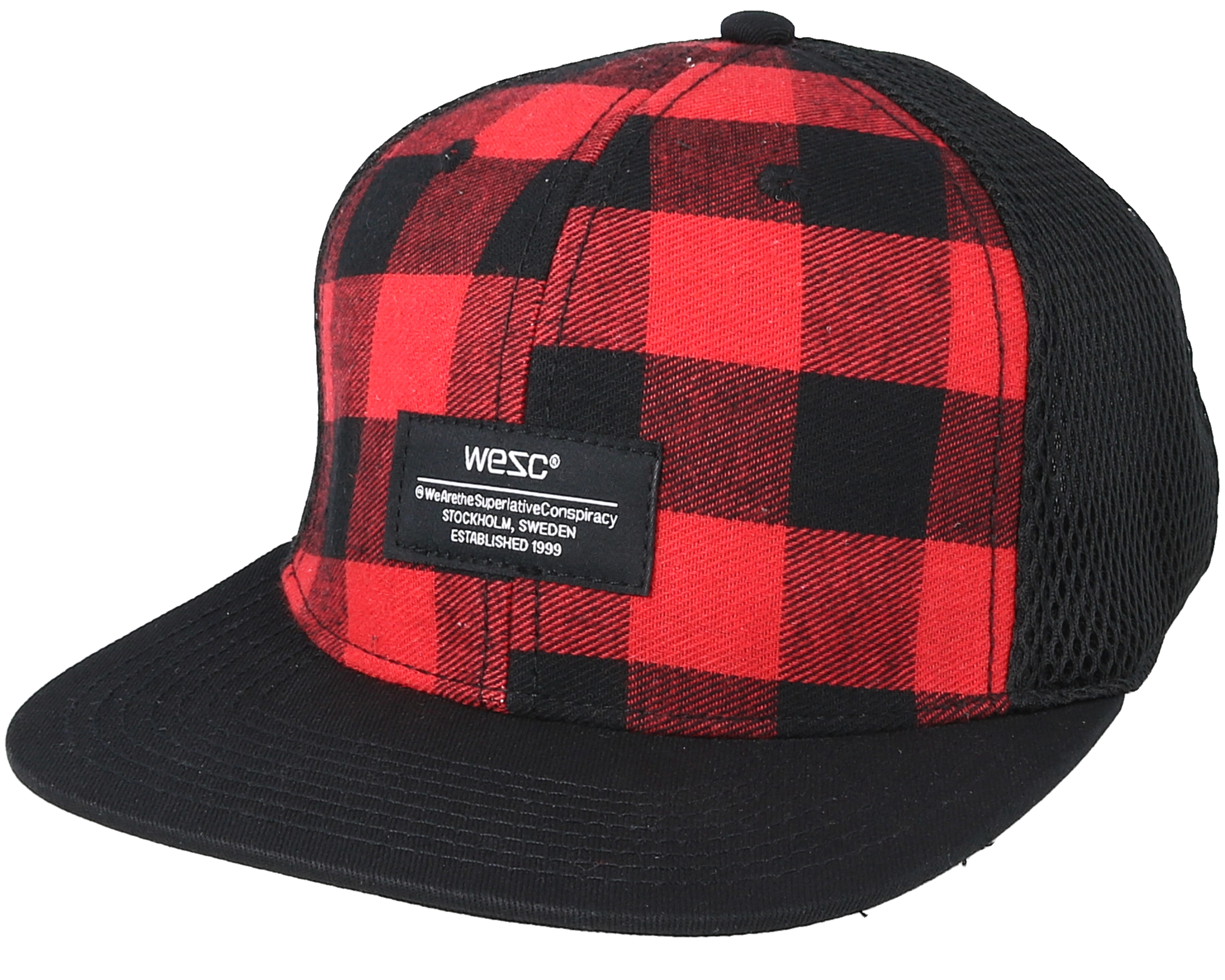 Plaid Baseball Flame Scarlet Red Snapback - Wesc caps - Hatstoreworld.com