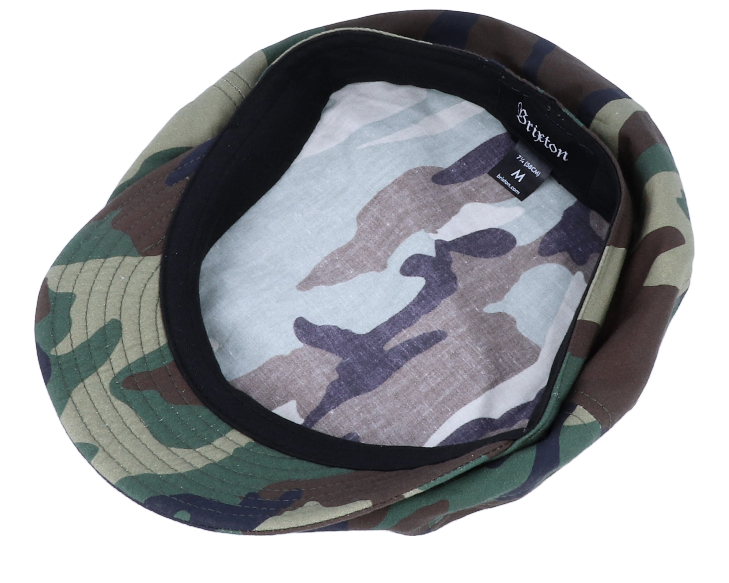 Fiddler Unconstructed Woodland Camo Flat Cap - Brixton caps ...