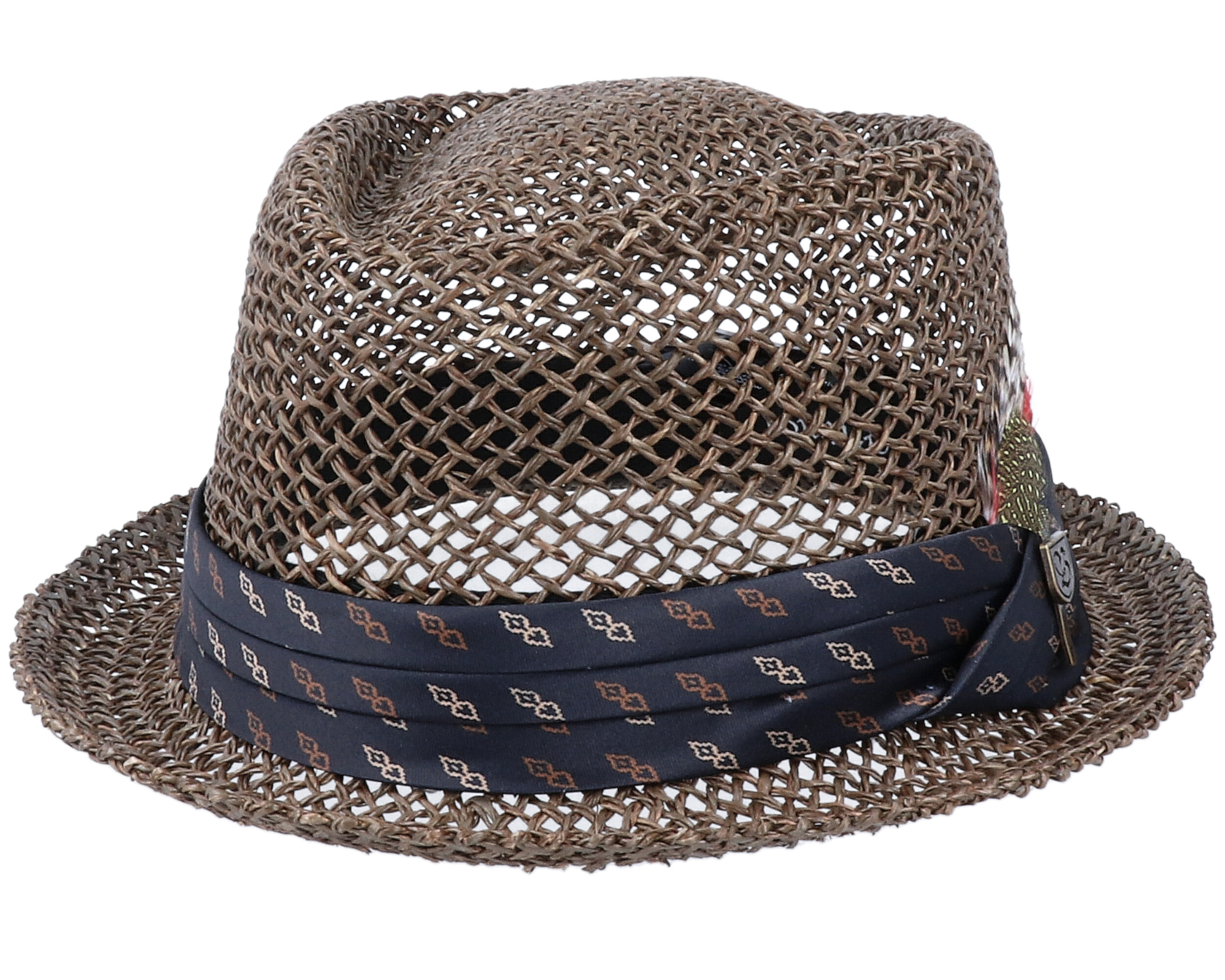 Stout Straw Pork Pie Brown/Black Straw Hat - Brixton hats ...