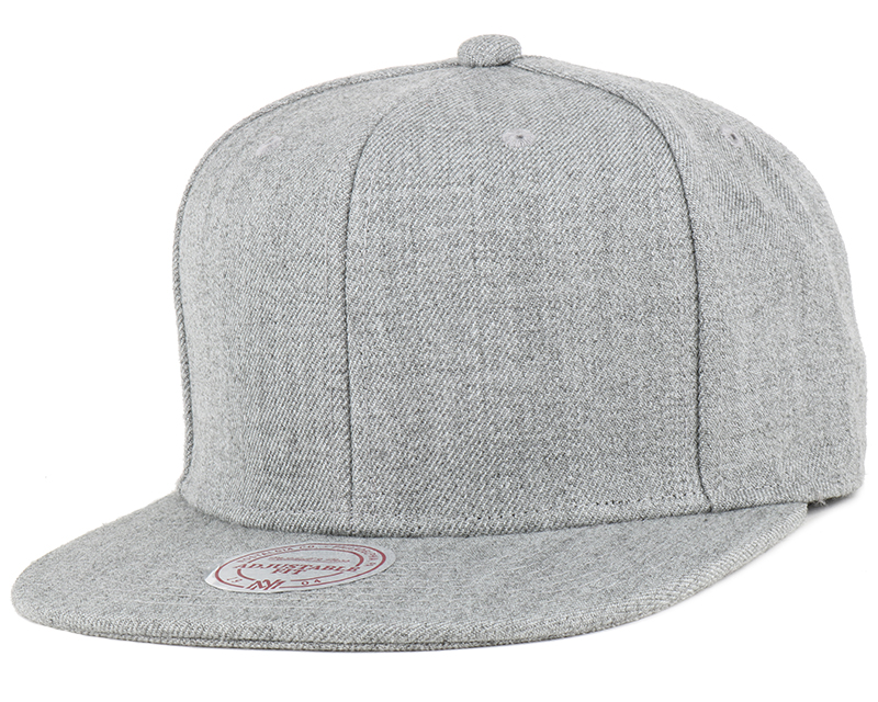 Blank Heather Grey Snapback - Mitchell & Ness caps - Hatstoreworld.com
