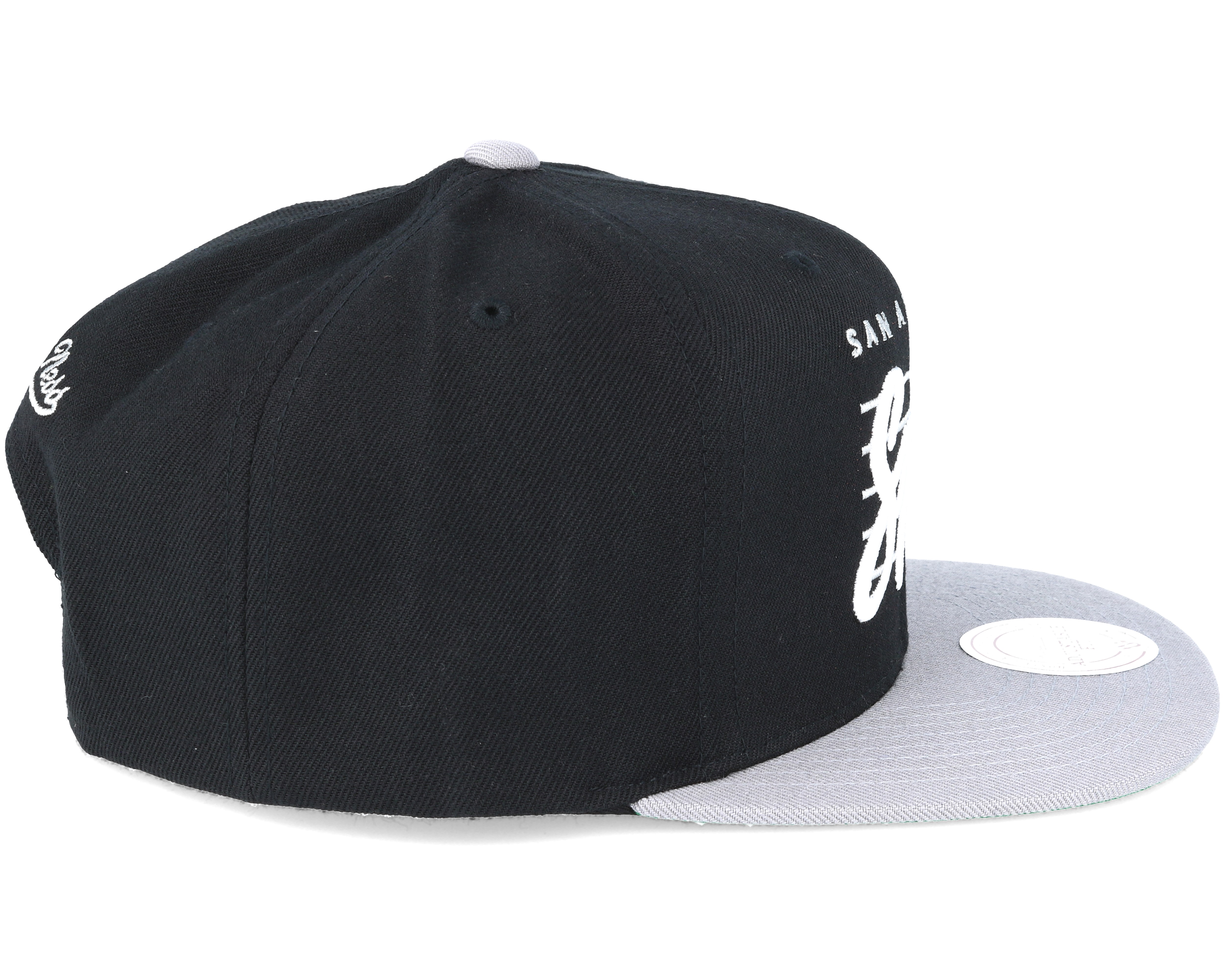 San Antonio Spurs Cursive Script Logo Black Snapback - Mitchell & Ness ...