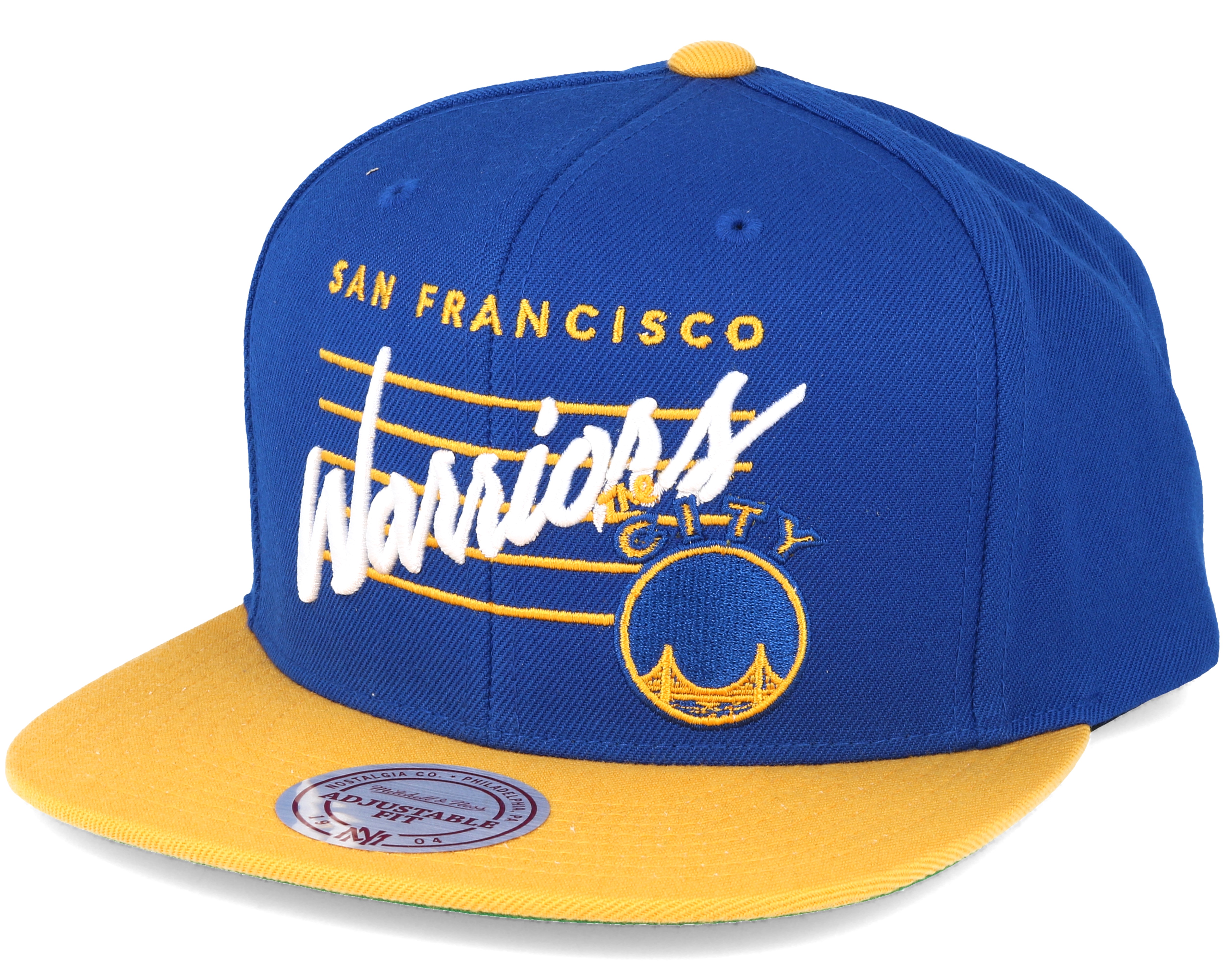 Golden State Warriors Cursive Script Logo Blue Snapback - Mitchell ...