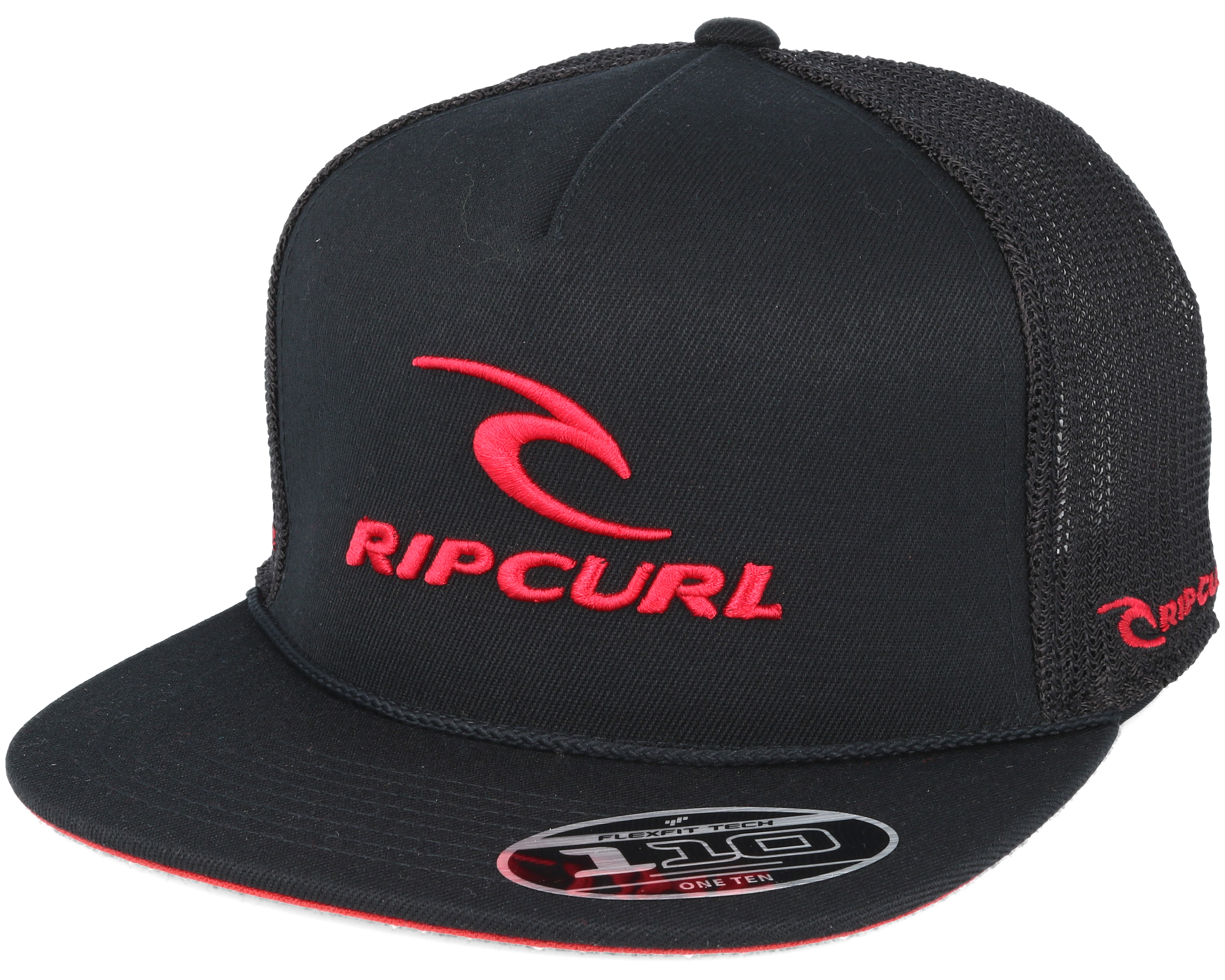 Rippy Team Flat Trucker Black/Red Snapback - Rip Curl caps ...