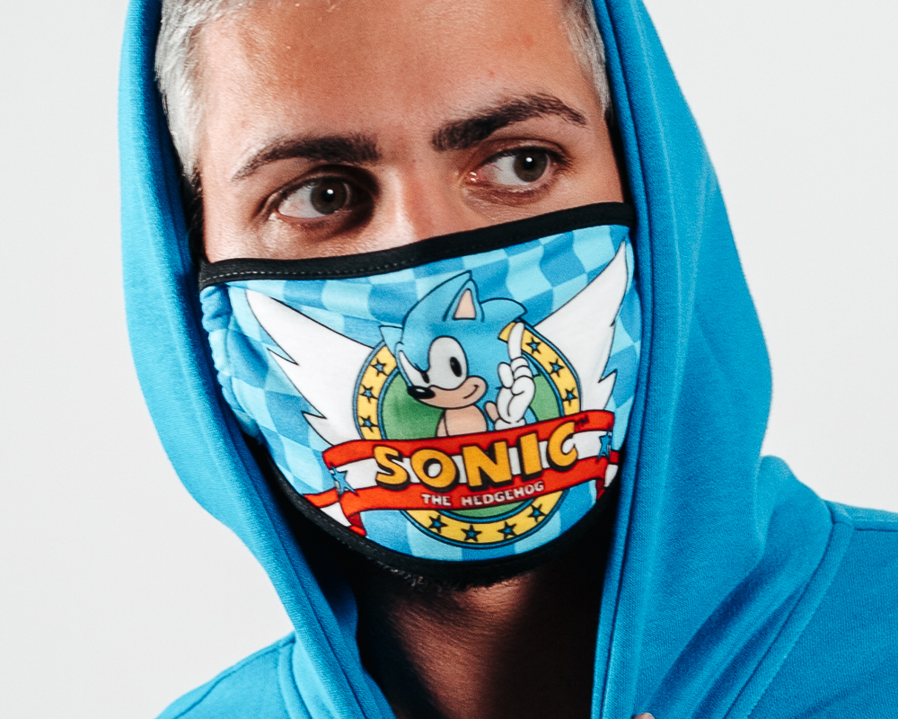 1 Pack Sonic The Hedgehog Logo Face Mask - Bioworld facemask ...