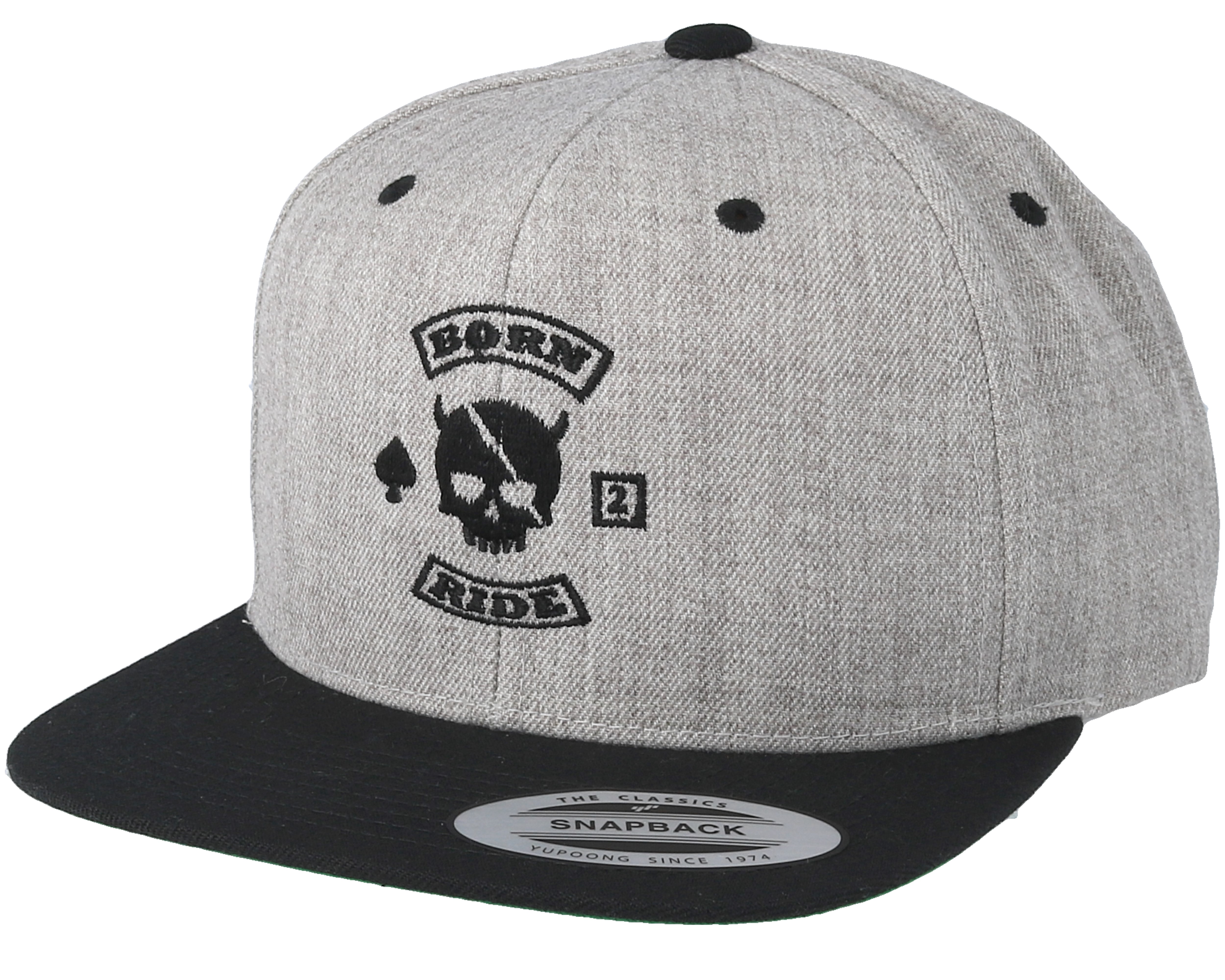 MC Skull Patch Grey/Black Snapback - Born To Ride caps - Hatstoreworld.com