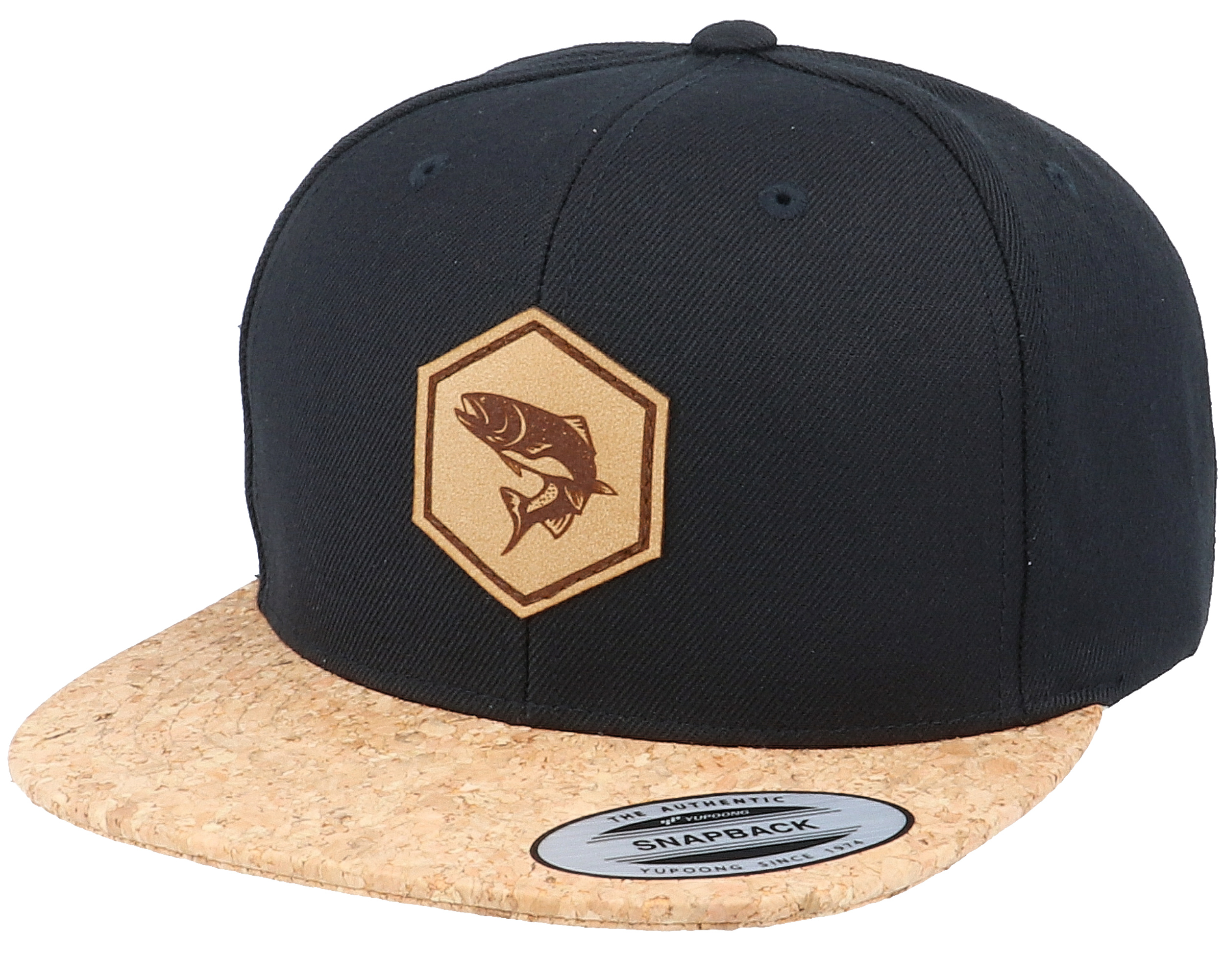 Trout Fish Patch Black/Cork Snapback - Hunter caps - Hatstoreworld.com