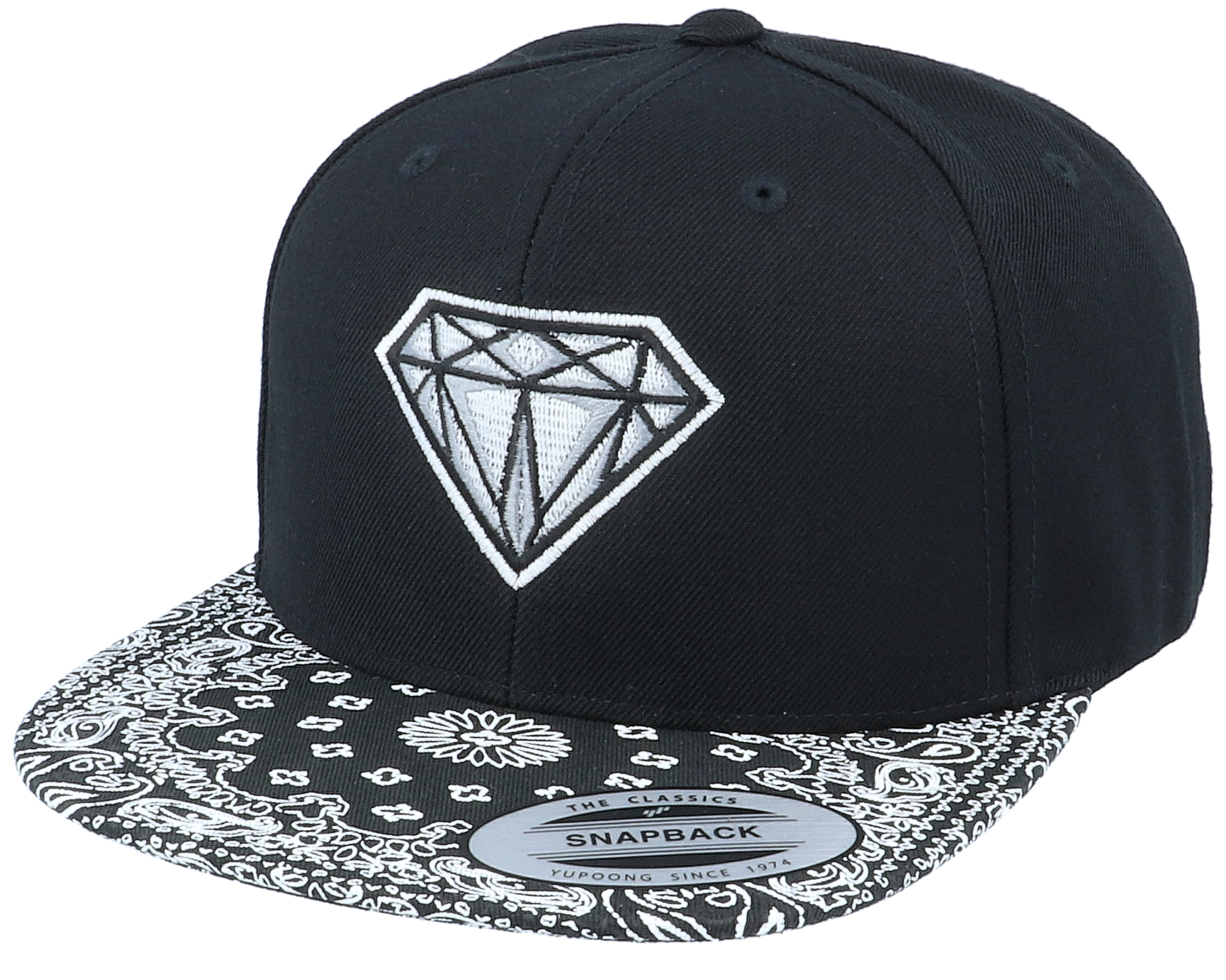 Diamond Gem Black/Paisley Snapback - Iconic caps - Hatstoreworld.com