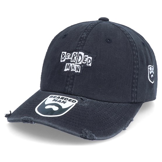 British Punk Logo Ripped Black Dad Cap - Bearded Man caps ...